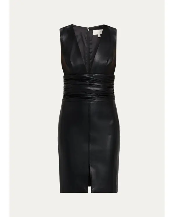 TOCCIN Dash Plunging Ruched Bodycon Mini Dress
