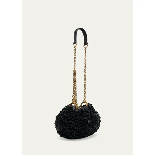 Chloé Plisse Ruffle Leather Shoulder Bag