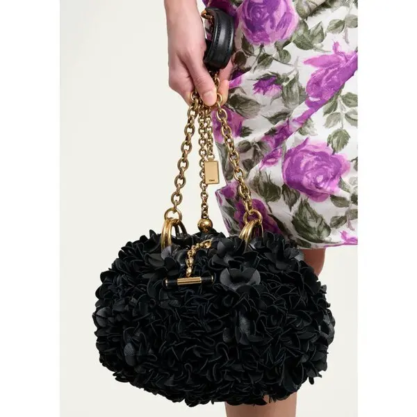 Chloé Plisse Ruffle Leather Shoulder Bag