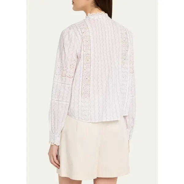 LoveShackFancy Lal Embroidered Button-front Top