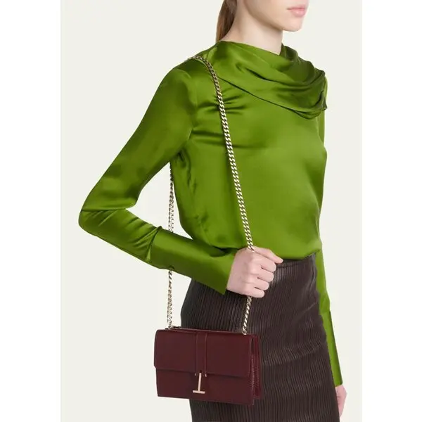 TOM FORD Kara Mini Leather Hanging T Crossbody Bag - Lost Cherry