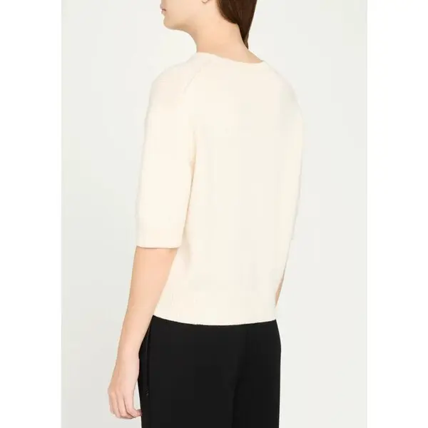 Theory Cashmere Short-sleeved Crop Sweater - Ivory