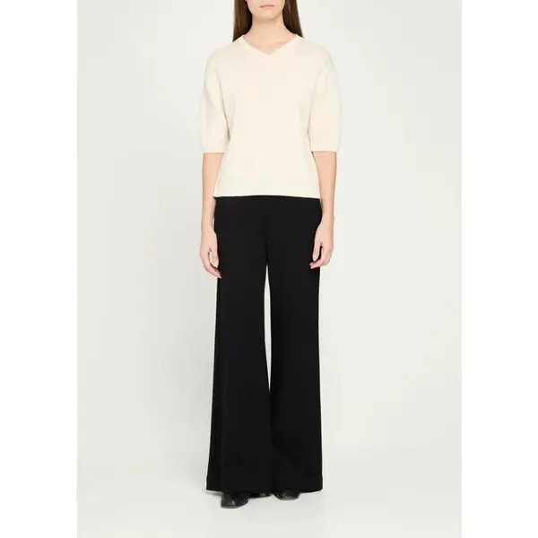 Theory Cashmere Short-sleeved Crop Sweater - Ivory