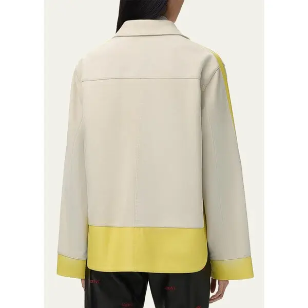 Loewe Turn Up Leather Colorblock Jacket