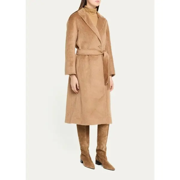 Cinzia Rocca Long Belted Notch-collar Wool-blend Coat