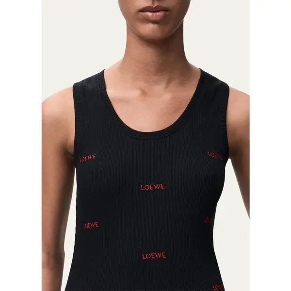 Loewe All-over Logo Embroidered Rib Tank Top