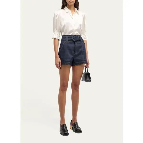 Cinq À Sept Aldi Belted Denim Shorts - Indigo