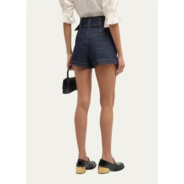 Cinq À Sept Aldi Belted Denim Shorts - Indigo