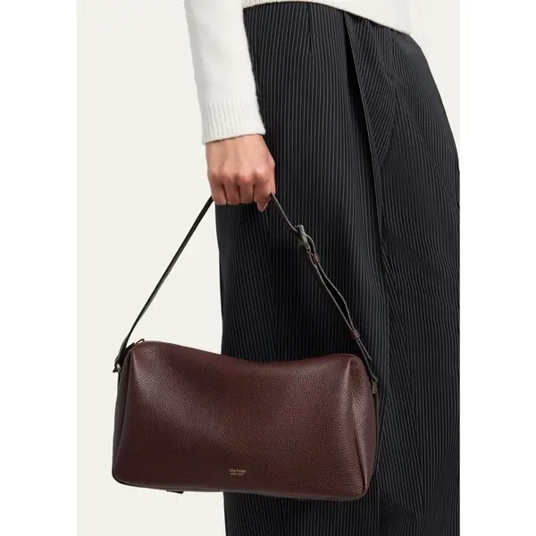 TOM FORD Grained Leather Shoulder Bag - Chocolate