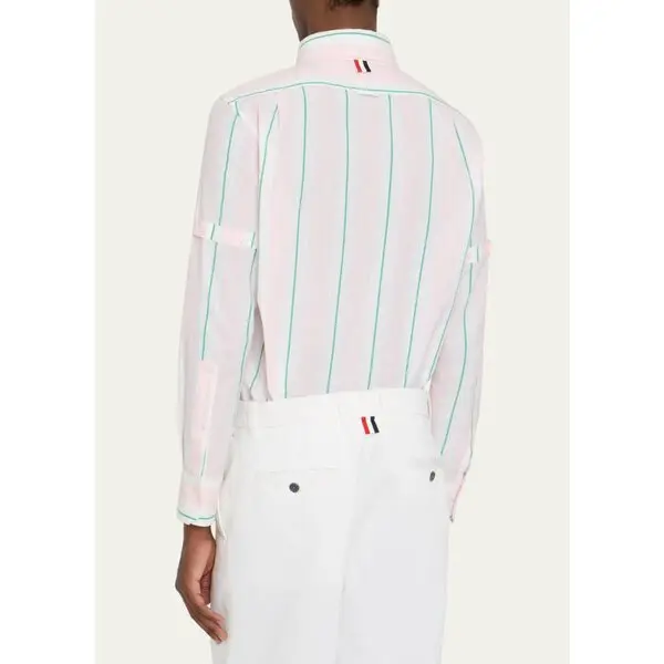 Thom Browne Striped Long-sleeve Cotton Shirt