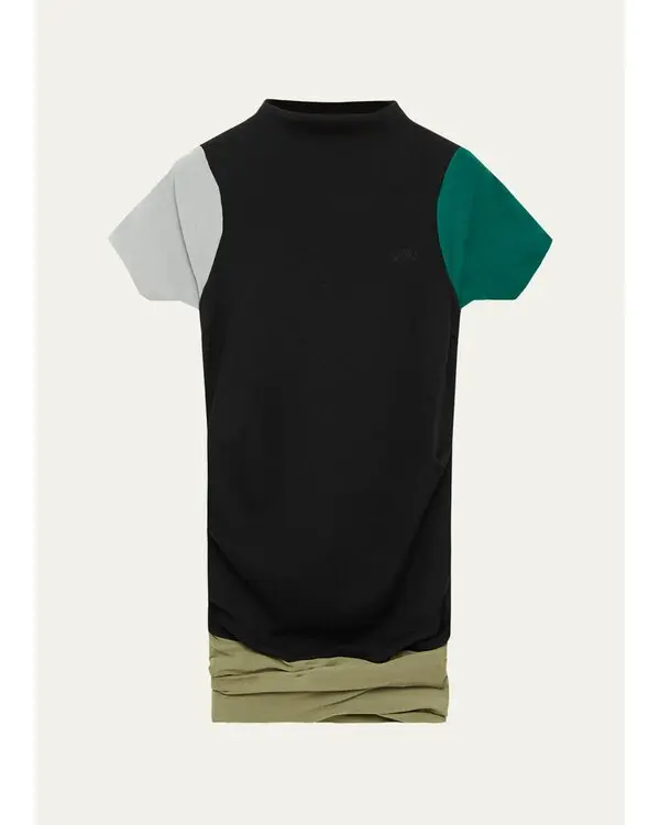 Loewe Mock-neck Colorblock Cap-sleeve Knit Top