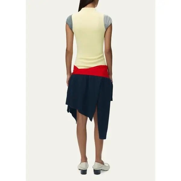 Loewe Mock-neck Colorblock Handkerchief Dress