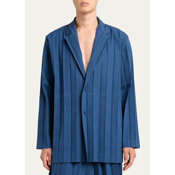 Issey Miyake Edge Ensemble Single-breasted Pleated Jacket