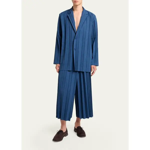 Issey Miyake Edge Ensemble Single-breasted Pleated Jacket