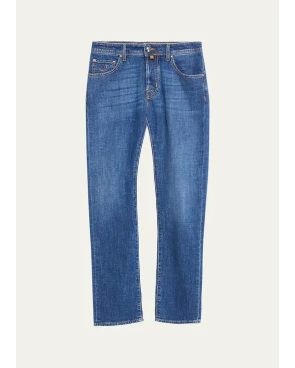 JACOB COHЁN Slim Straight-leg Medium-wash Denim Jeans