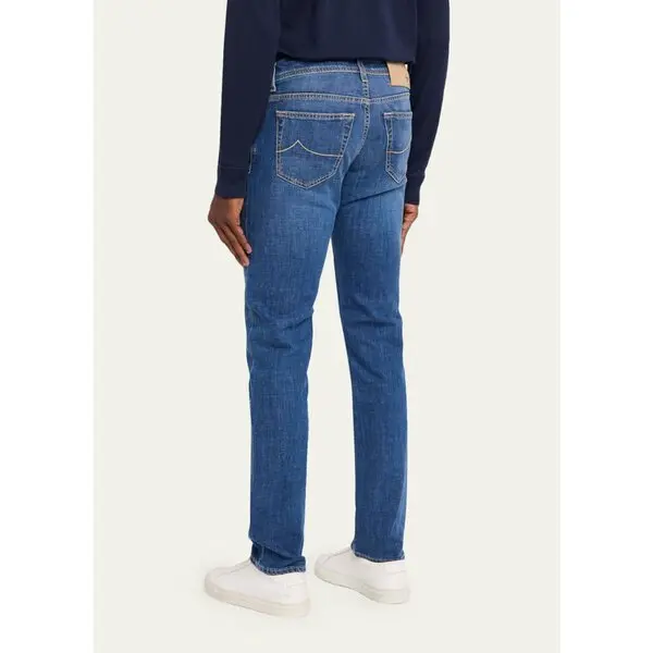 JACOB COHЁN Slim Straight-leg Medium-wash Denim Jeans