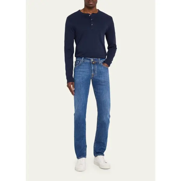 JACOB COHЁN Slim Straight-leg Medium-wash Denim Jeans
