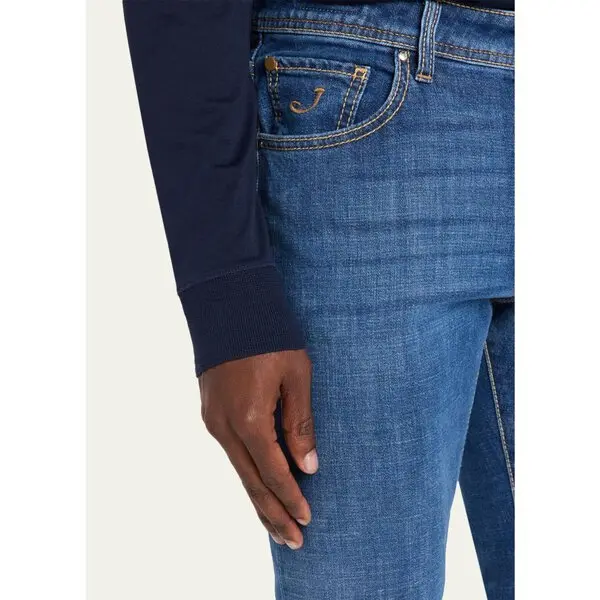 JACOB COHЁN Slim Straight-leg Medium-wash Denim Jeans