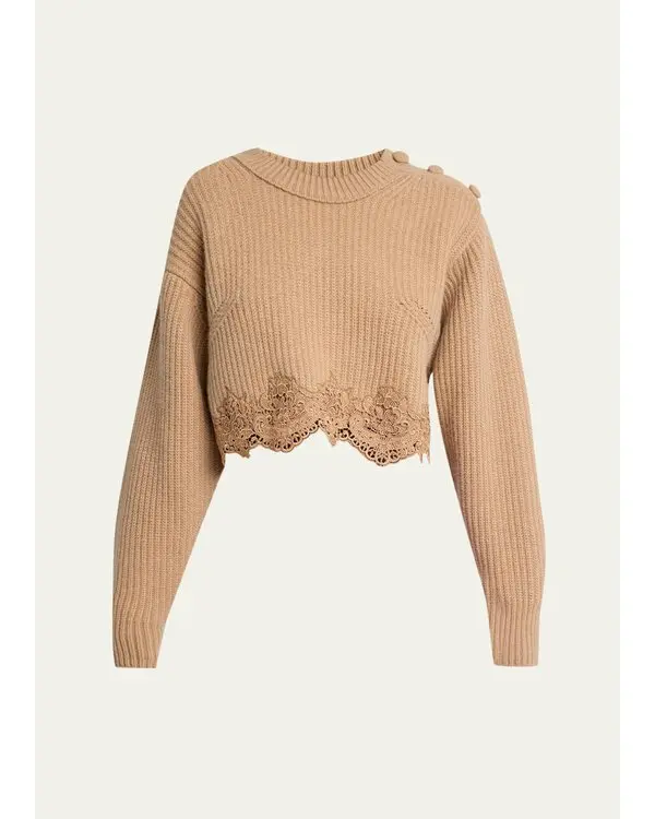 Chloé Wool-cashmere Lace Trim Pullover