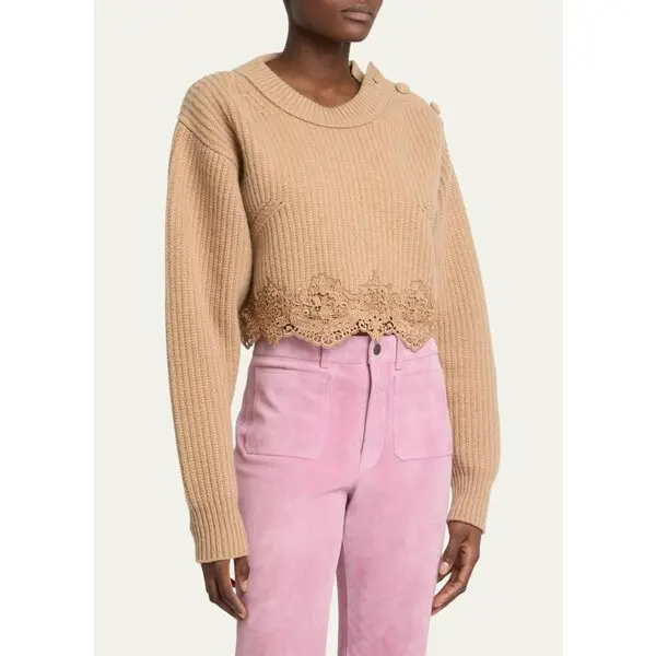 Chloé Wool-cashmere Lace Trim Pullover