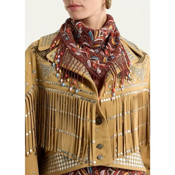 Etro Embroidered Lace Beaded Foulard
