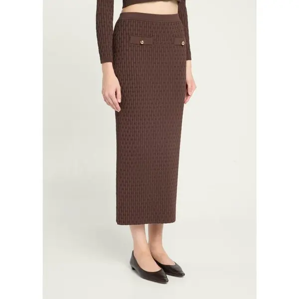 TOCCIN Milla Textured Knit Midi Pencil Skirt