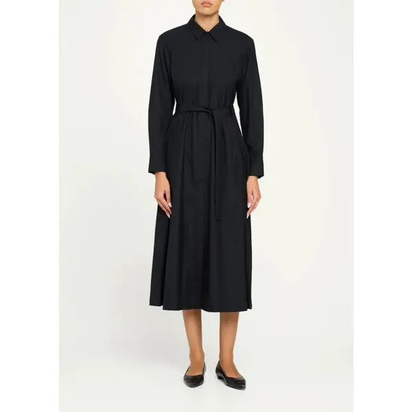 Theory Long-sleeve Belted Midi Shirtdress