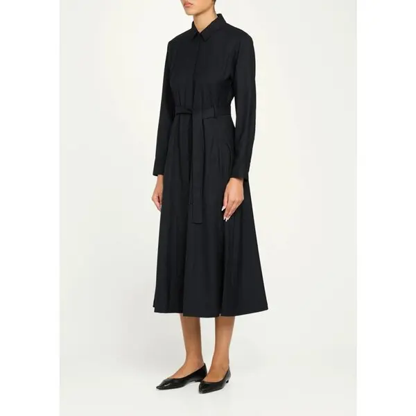 Theory Long-sleeve Belted Midi Shirtdress