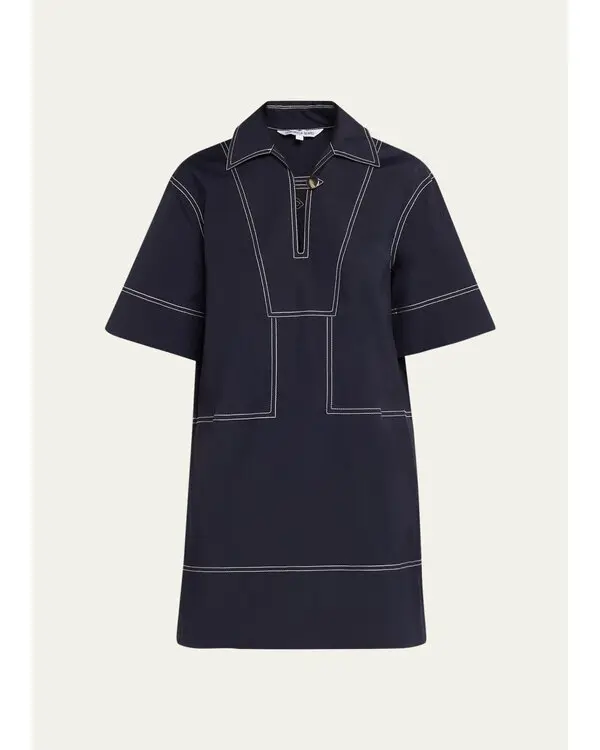 Veronica Beard Phelix Cotton Poplin Mini Tunic Dress