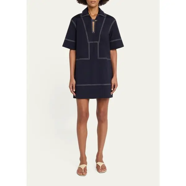 Veronica Beard Phelix Cotton Poplin Mini Tunic Dress