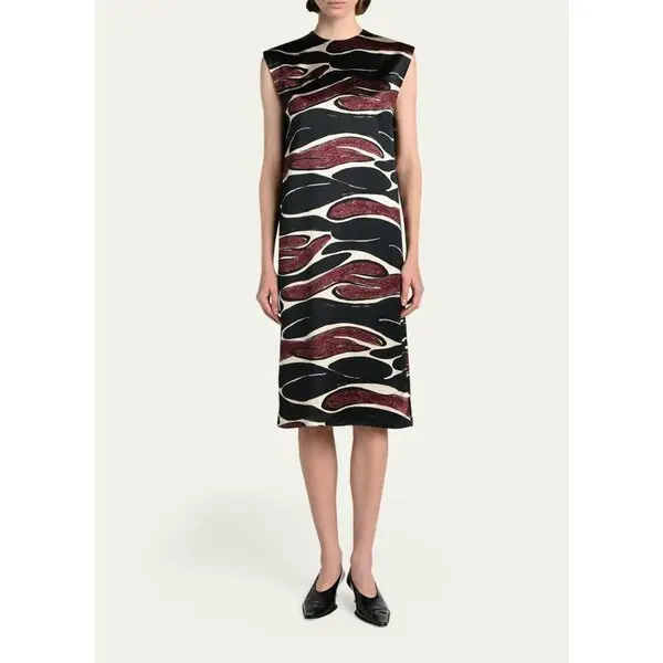 Marni Abstract Wave Sleeveless Midi Dress