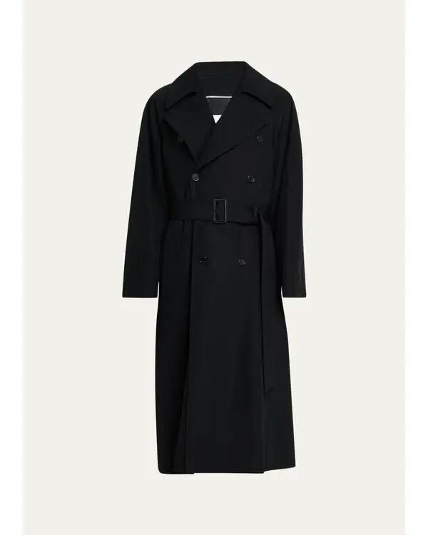 Saint Laurent Grain De Poudre Belted Trench Coat