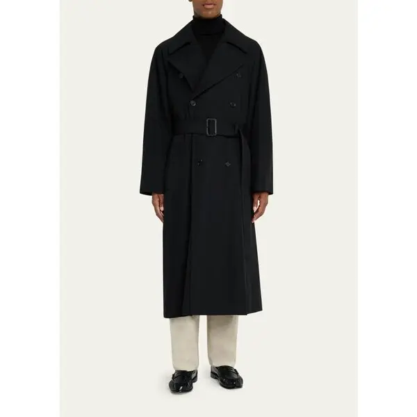 Saint Laurent Grain De Poudre Belted Trench Coat