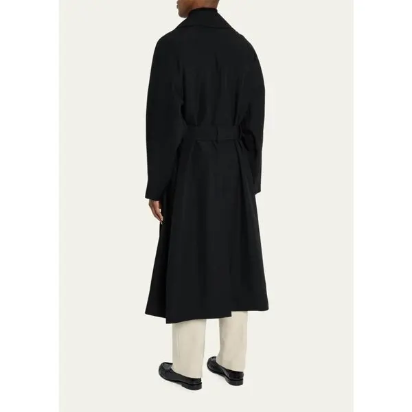 Saint Laurent Grain De Poudre Belted Trench Coat