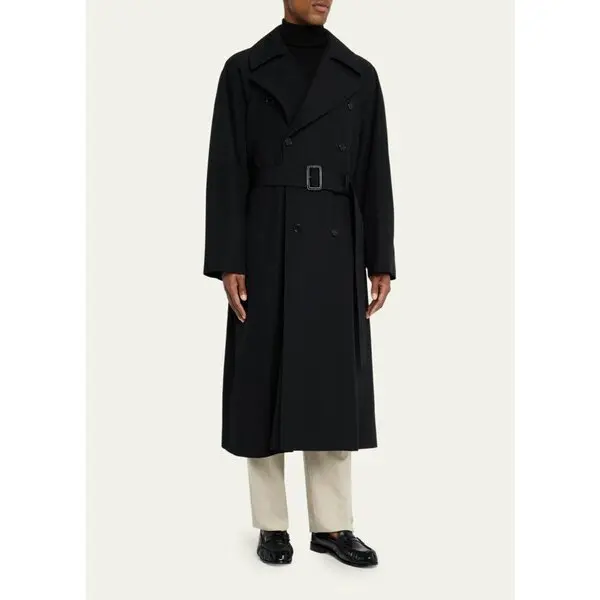 Saint Laurent Grain De Poudre Belted Trench Coat