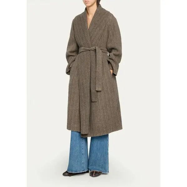 Theory Lux Herringbone Shawl Wrap Coat