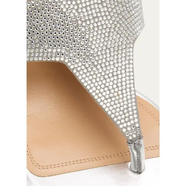 NODALETO Dona Nova Embellished Metallic Leather Kitten-heel Sandals - Silver