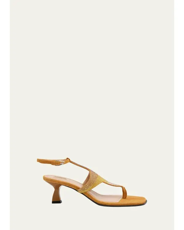 NODALETO Dona Nova Embellished Suede Kitten-heel Sandals - Orange