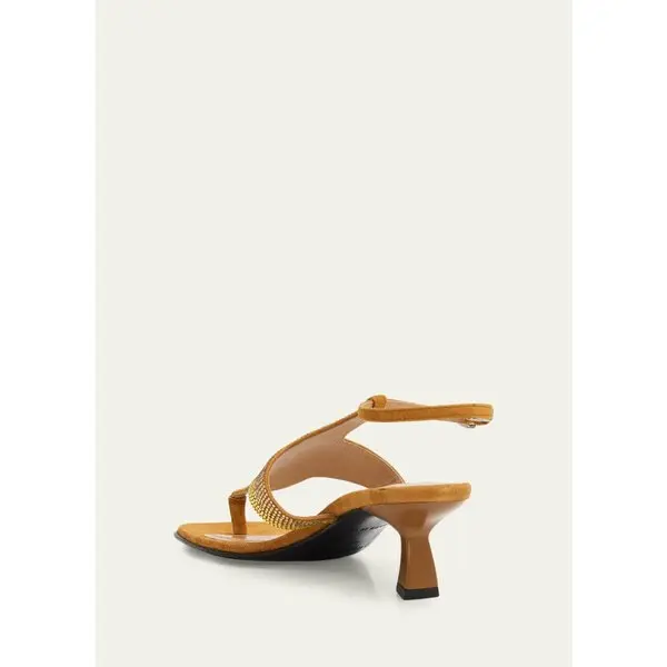 NODALETO Dona Nova Embellished Suede Kitten-heel Sandals - Orange