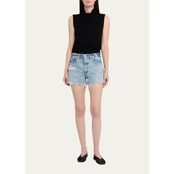 Moussy Vintage Ridgeme Distressed Denim Shorts