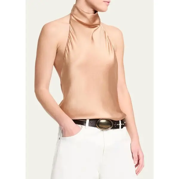TWP Flowy Silk Halter Top - Brush