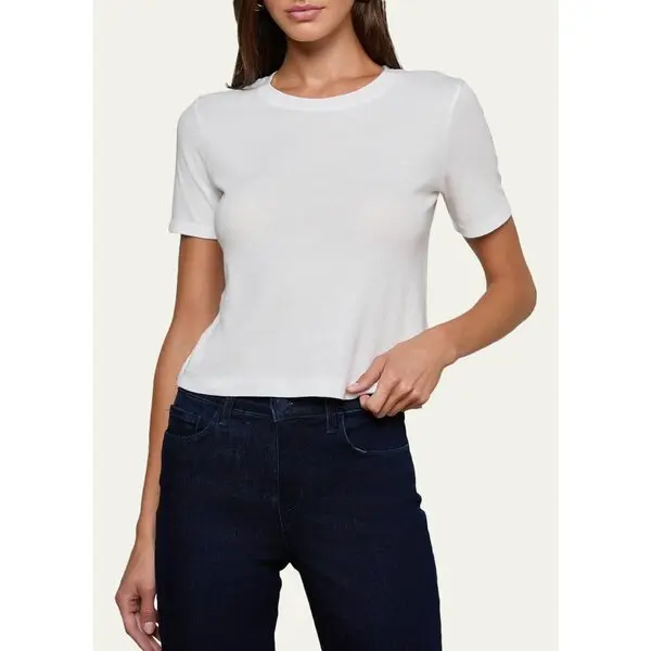 L'Agence Stormy Short-sleeve Crop Tee