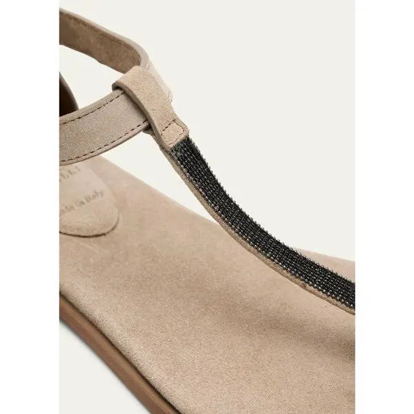 Brunello Cucinelli Suede Monili Sandals