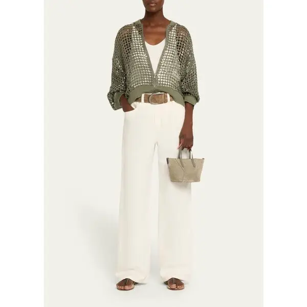 Brunello Cucinelli Suede Monili Sandals