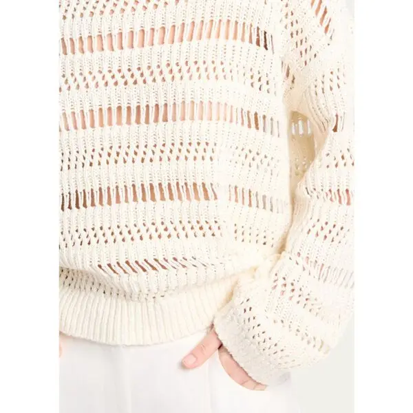 TWP Wide-neck Open Stitch Sweater - Ivory