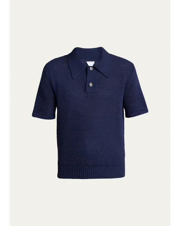 Bottega Veneta Cotton And Wool Crochet Polo Shirt