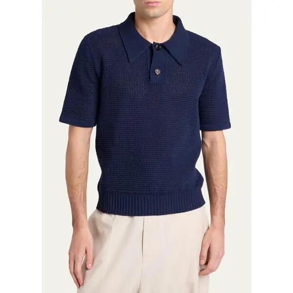 Bottega Veneta Cotton And Wool Crochet Polo Shirt