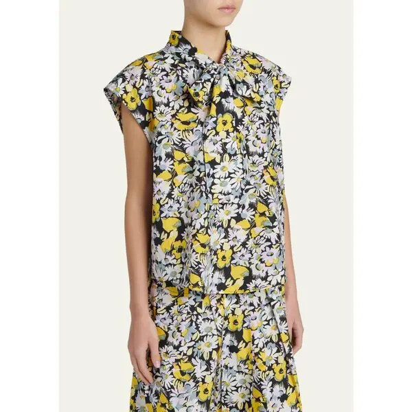 Marni Floral Tie-neck Blouse