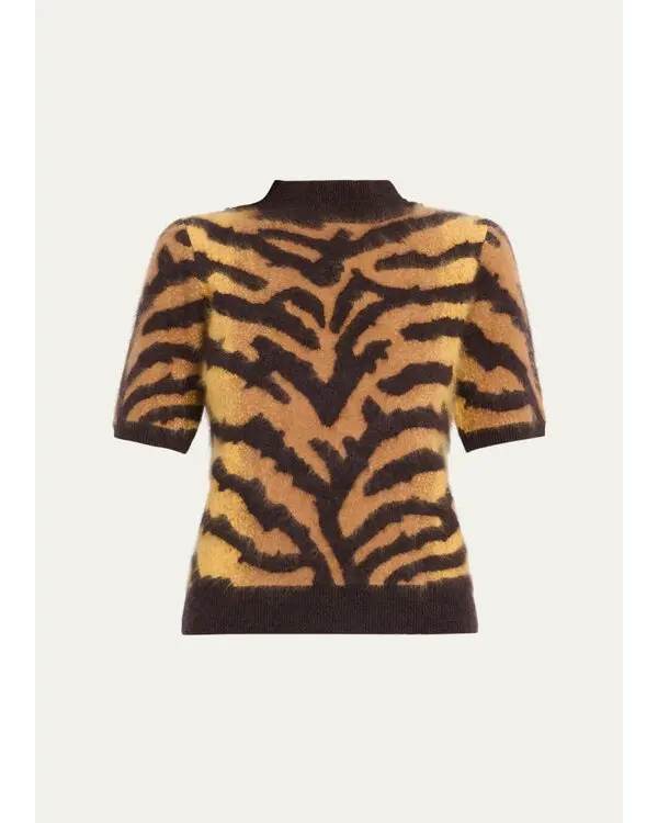 Adam Lippes Ari Brushed Cashmere Top - Tiger