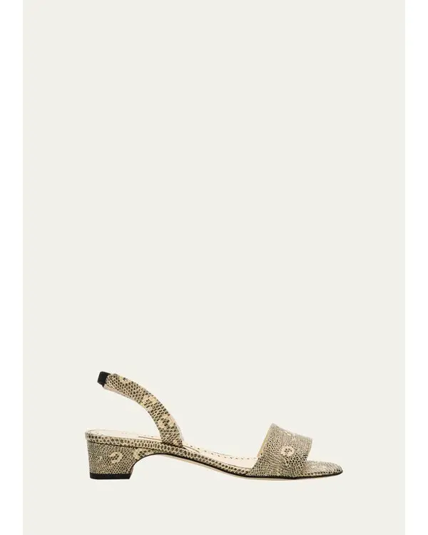 Manolo Blahnik 30mm Patobarnu Lizard-print Leather Slingback Sandals - Lizard Print